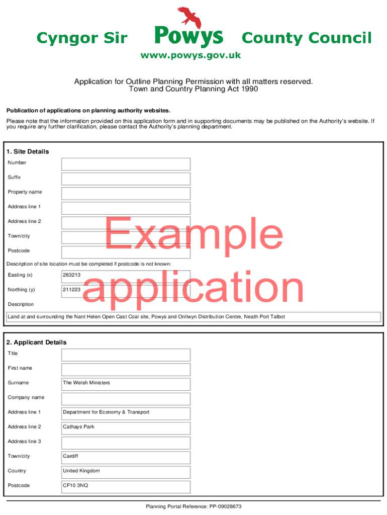 Fillable Online Application for Outline Planning Permission With Some ...