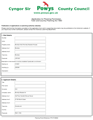 Fillable Online Fillable Online Application for Planning Permission ...