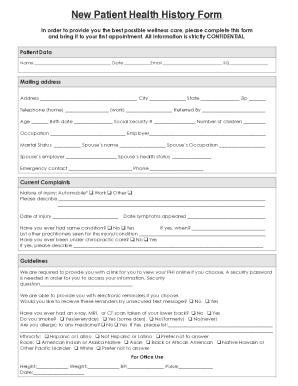 Fillable Online FREE 12+ Sample Health History Forms in ...