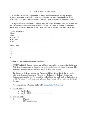 Fillable Online Free Short-Term (Vacation) Rental Lease Agreement ...