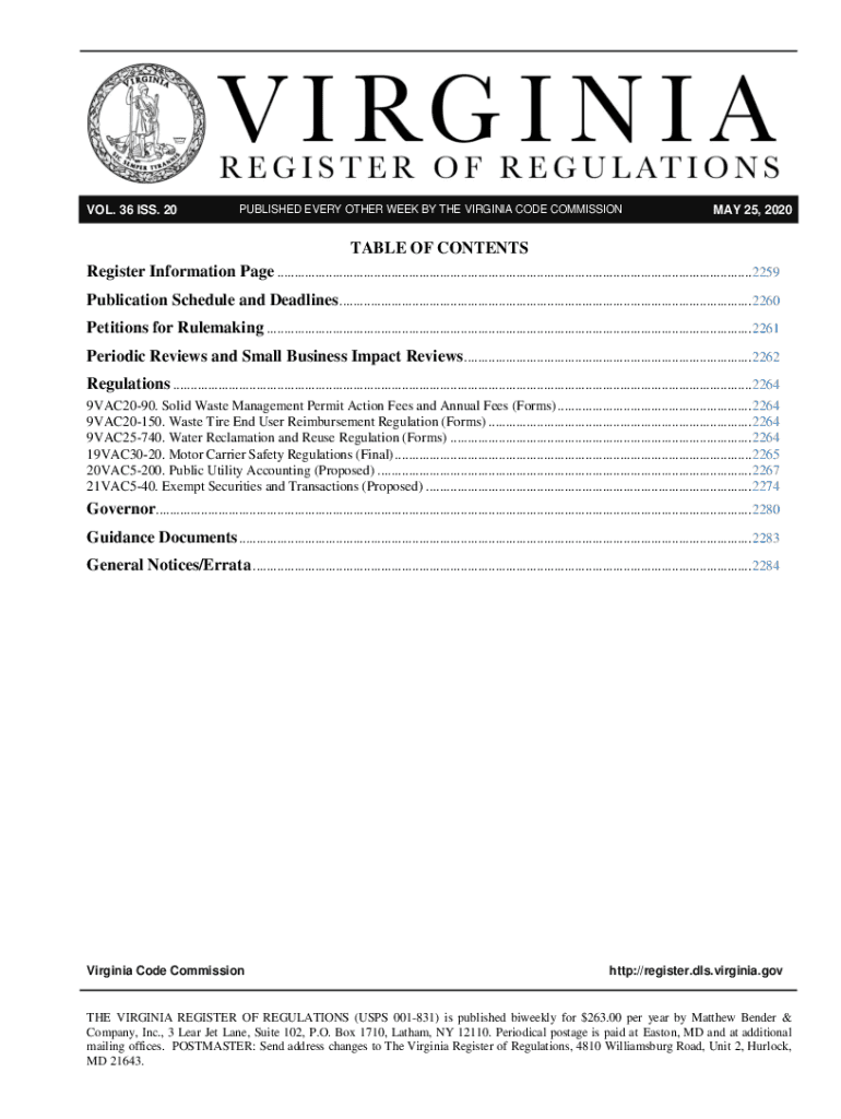 Fillable Online register dls virginia register.dls.virginia ...