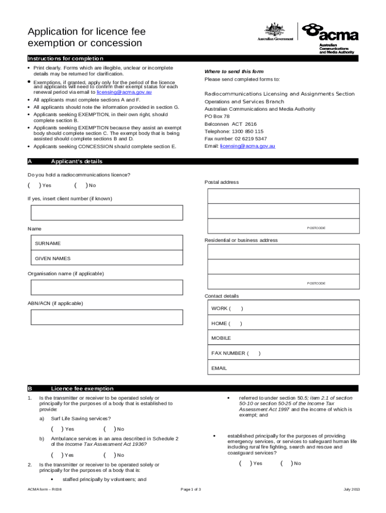R038 -Application for licence fee exemption or concession Doc Template ...