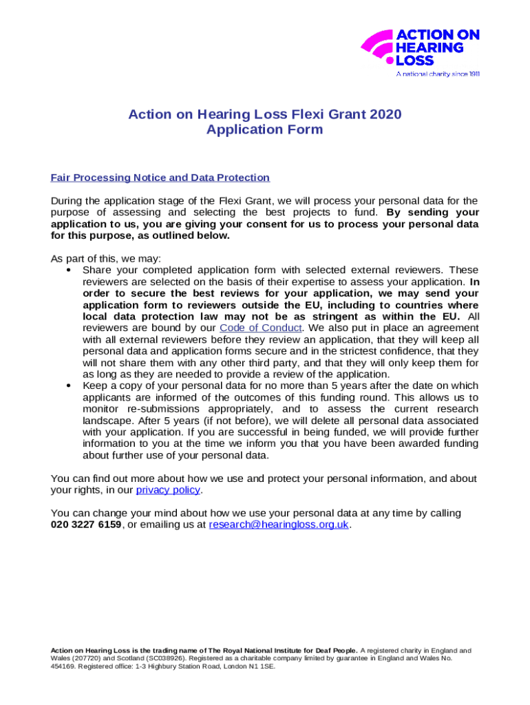 Action on hearing loss: Discovery Research Grant - Preliminary ...