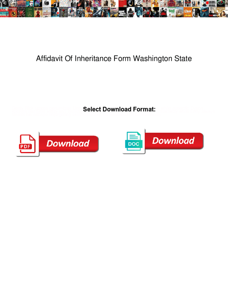 Fillable Online Affidavit Of Inheritance Form Washington State ...