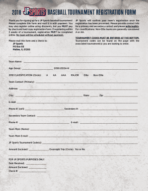 Fillable Online Sports Tournament Registration Form ...