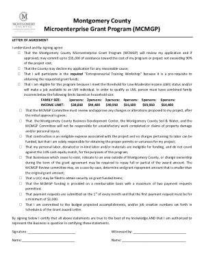 Fillable Online Montgomery County Business Services MicroEnterprise Grant Fax Email Print ...