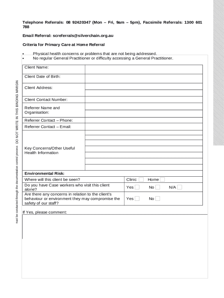 DOC Primary Care at Home - Referral - Silver Chain Doc Template | pdfFiller