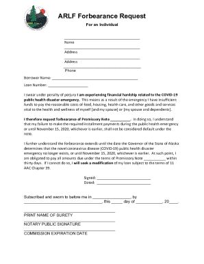 Fillable Online dnr alaska Direct Loan Program's General Forbearance ...