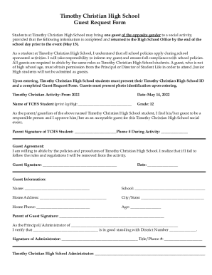 Fillable Online Timothy Christian High School-Guest Request Form - Prom ...