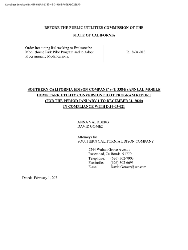 Fillable Online 2019 Annual MHP Report in Compliance with D.14-03-021 ...