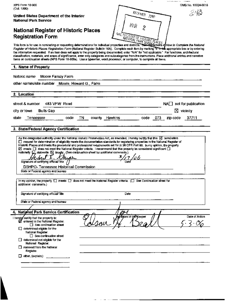 Fillable Online Fillable Online NPS Form 10900 / (Oct Fax Email Print ...
