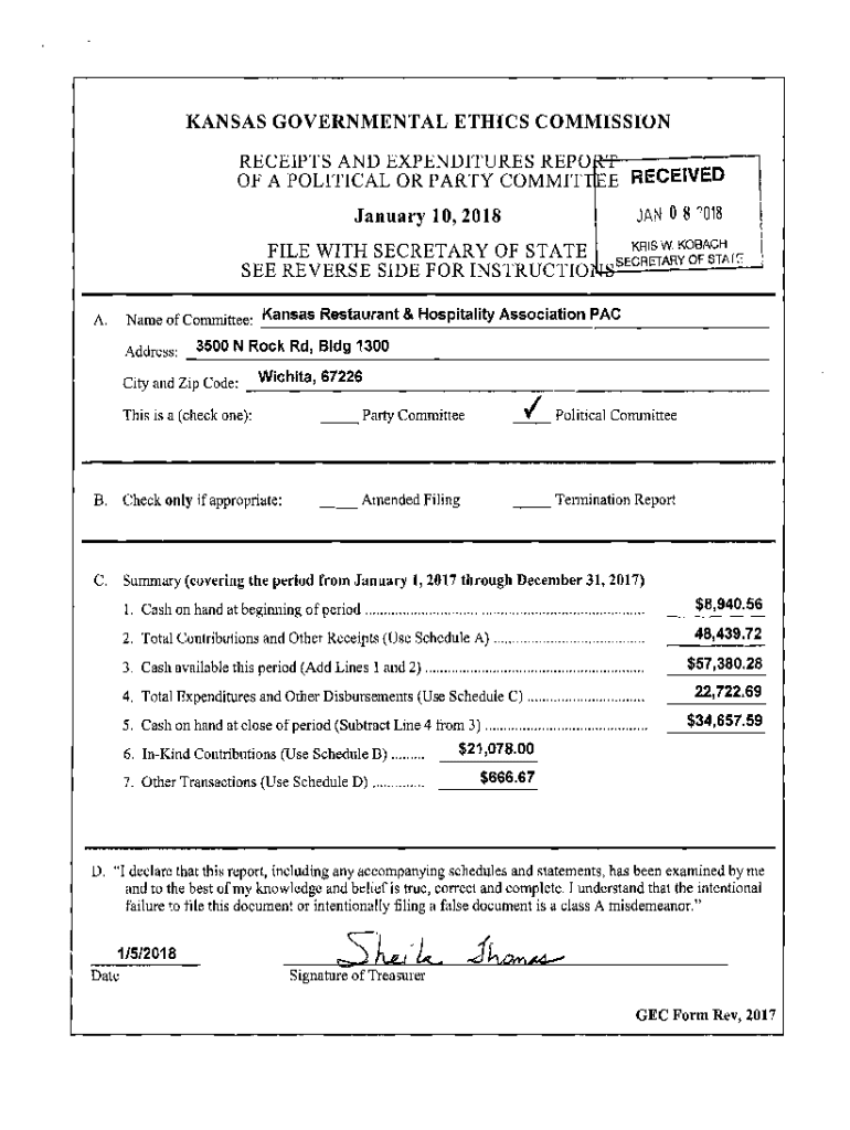 Fillable Online ethics ks KANSAS GOVERNMENTAL ETHICS COMMISSION ...