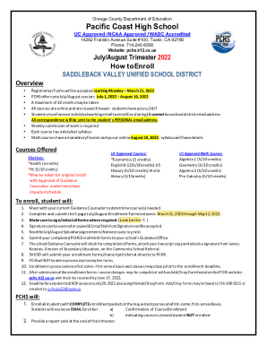 Fillable Online Pacific Coast High SchoolOrange County Department of ...