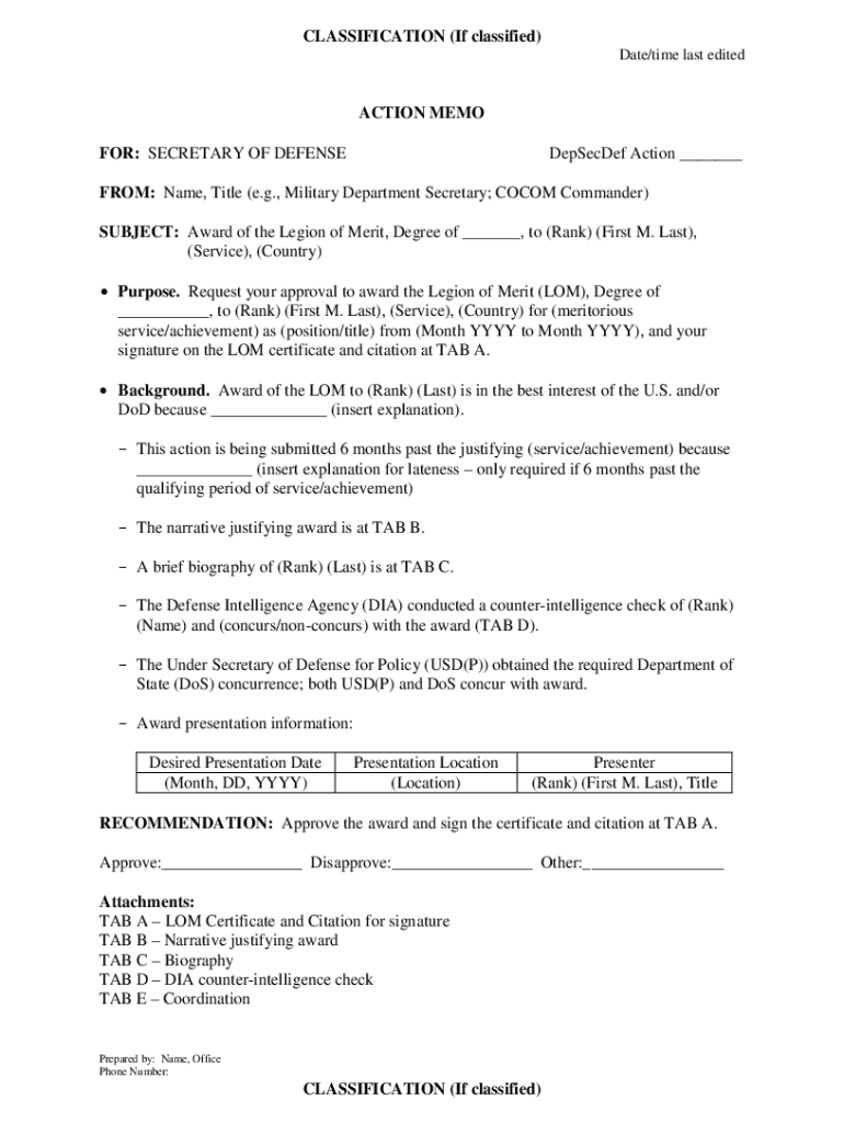 Fillable Online prhome defense ACTION MEMO TEMPLATE.pdf - ACTION MEMO ...