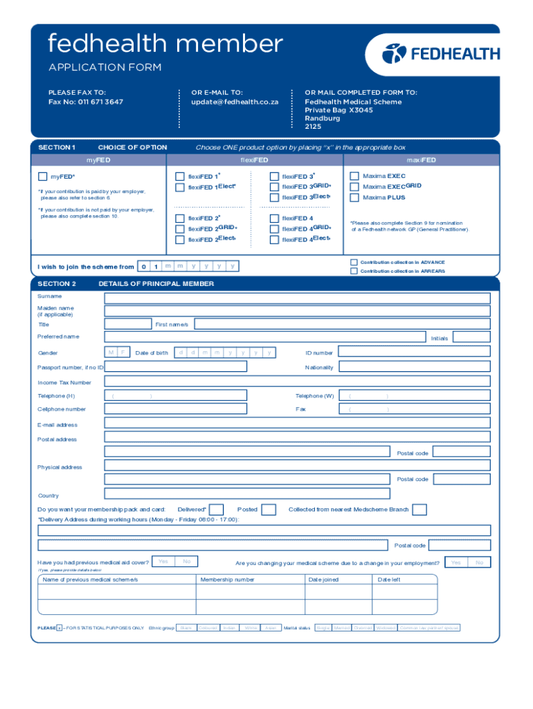 Fillable Online Fillable Online Fedhealth Application Form ...