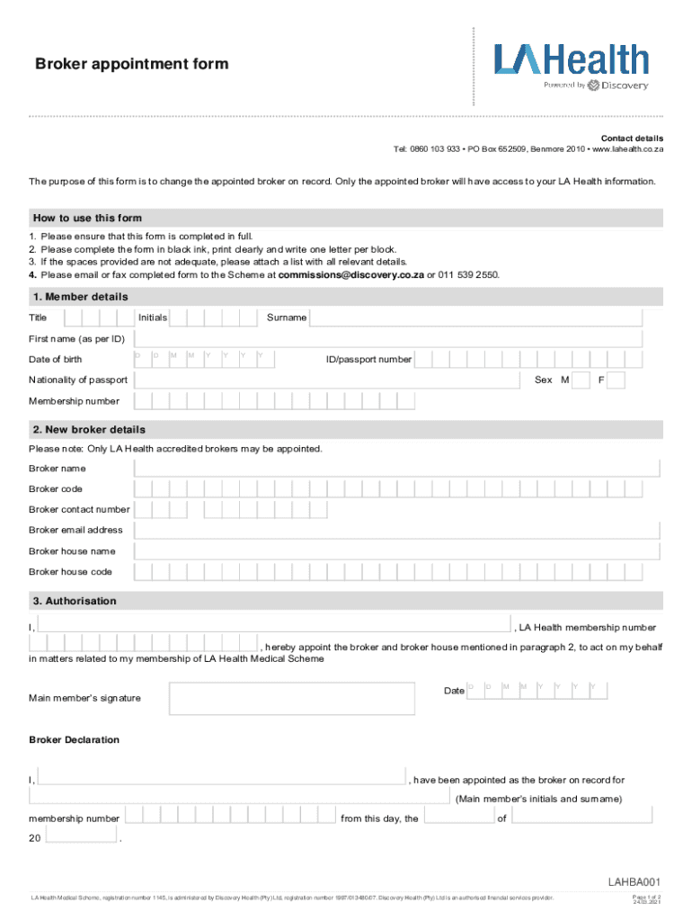 Fillable Online Broker appointment form Fax Email Print - pdfFiller