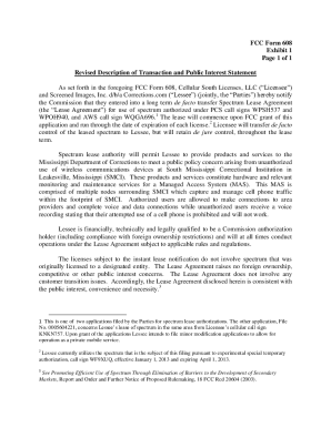 Fillable Online FCC Form 608 Exhibit 1 Page 1 of 1 Revised Description ...
