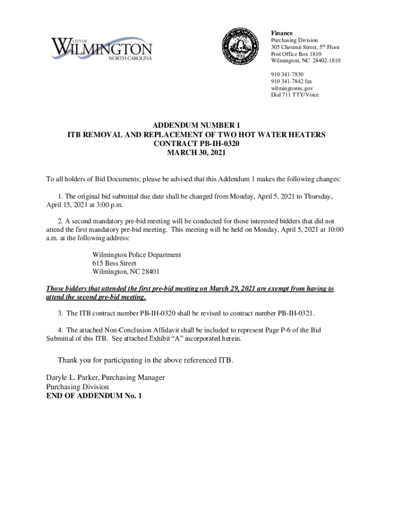 Fillable Online addendum number 1 itb removal and replacement of two ...