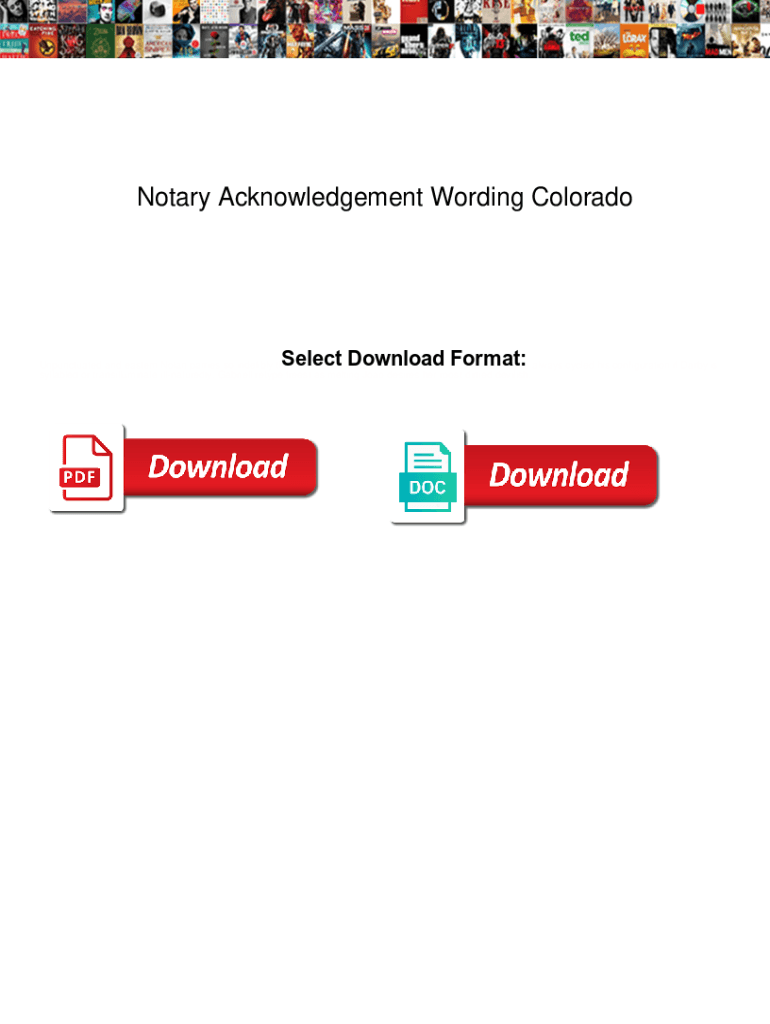 Fillable Online Notary Acknowledgement Wording Colorado. Notary ...