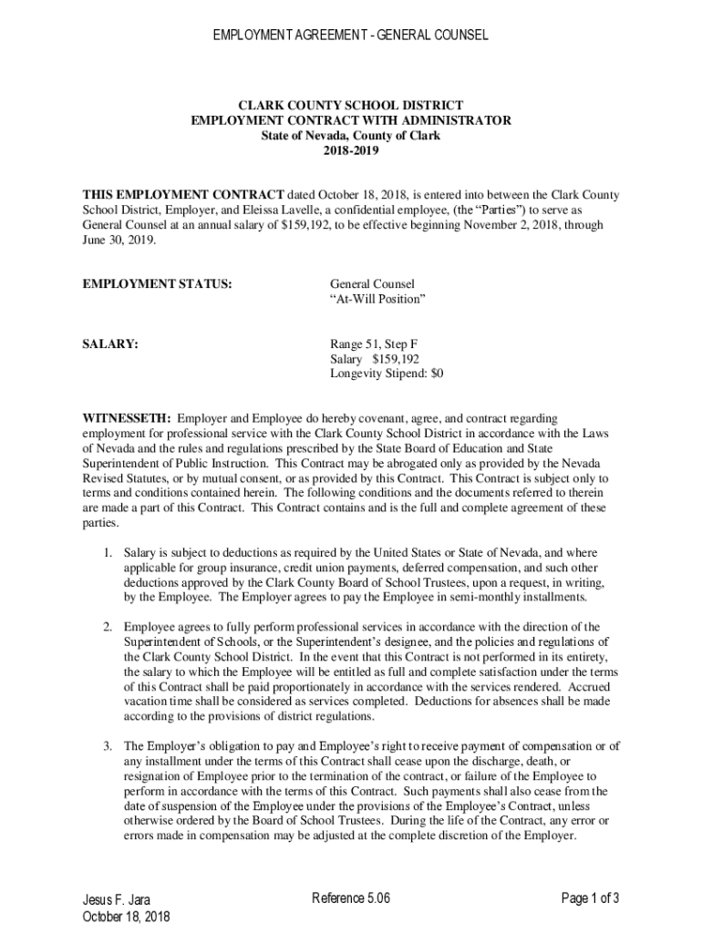 Fillable Online EMPLOYMENT AGREEMENT - GENERAL COUNSEL - BoardDocs Fax ...
