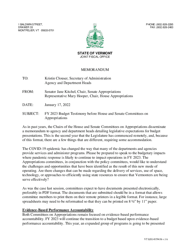 Fillable Online MEMORANDUM TO: Kristin Clouser, Secretary of ...