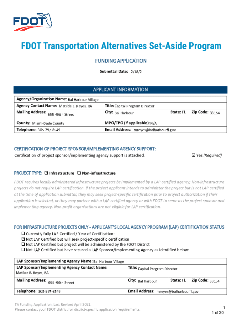 Fillable Online Fillable Online Transportation Alternatives Set-Aside ...