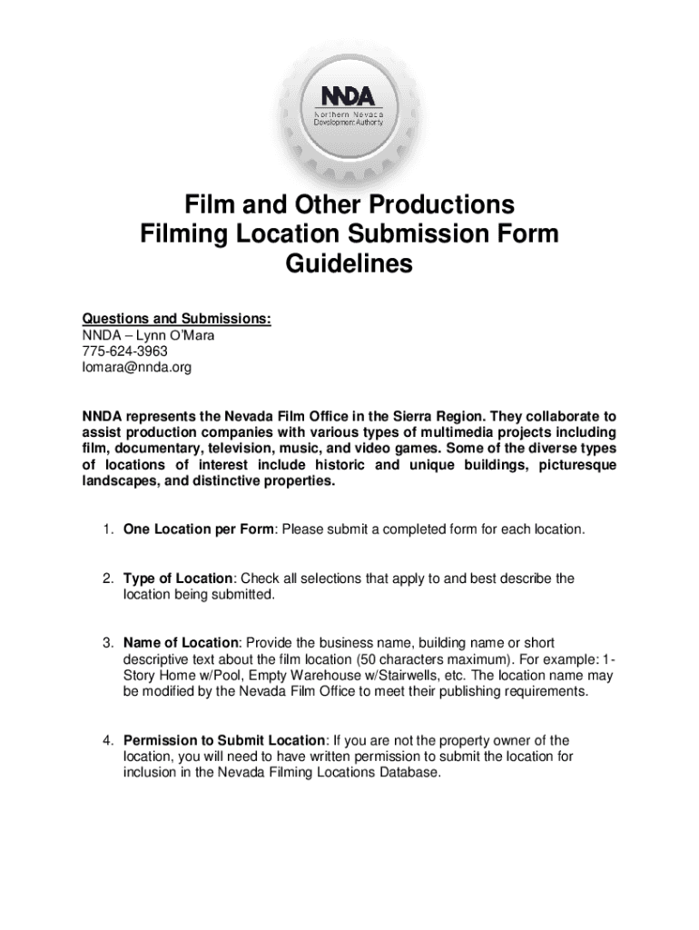 Fillable Online Film and Other Productions Filming Location Submission ...