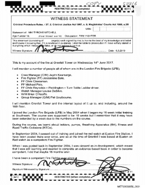 Fillable Online STATEMENT OF WITNESS Criminal Justice Act 1967, s. 9 ...