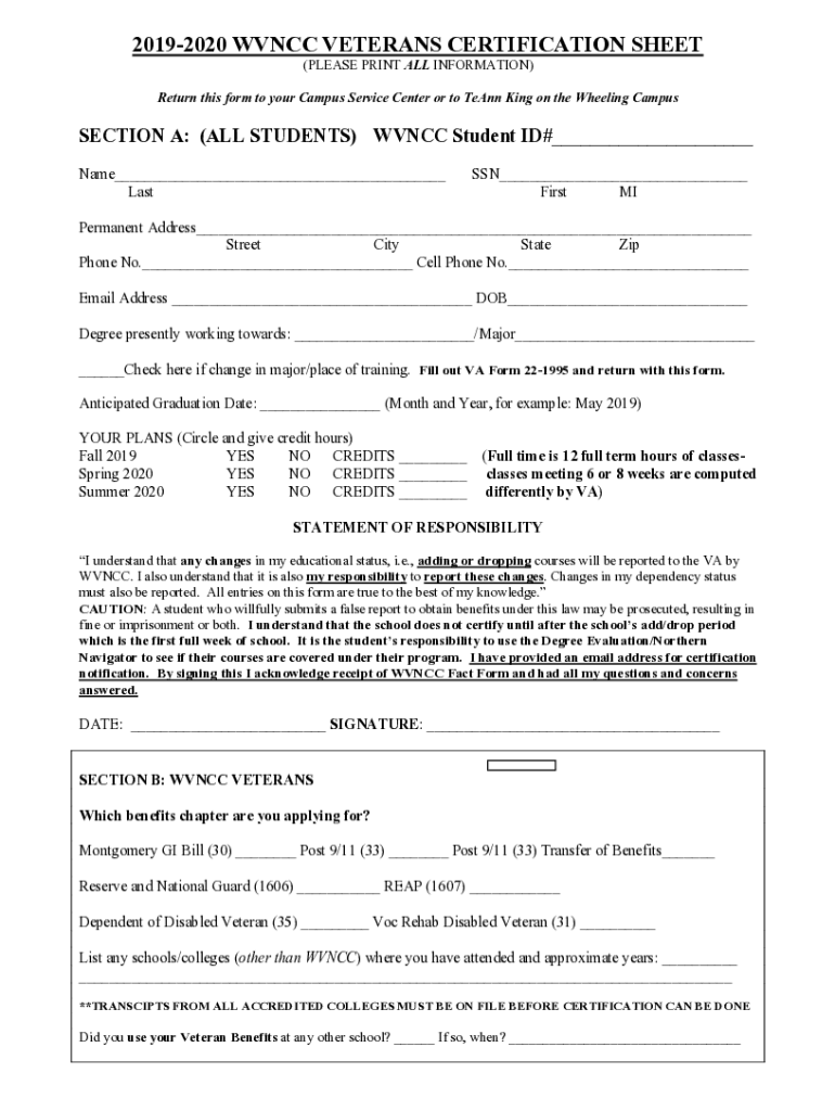 Fillable Online VA Certification form 1.docx Fax Email Print - pdfFiller