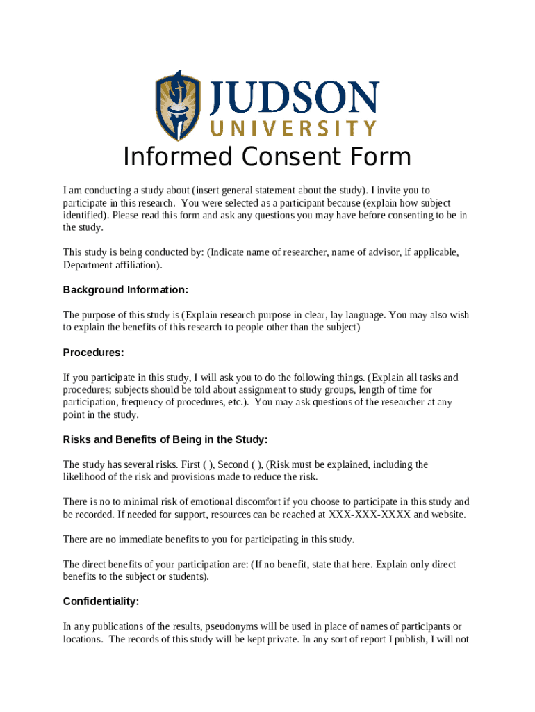 Ined Consent Document Sample for Non-Exempt Research Doc Template ...