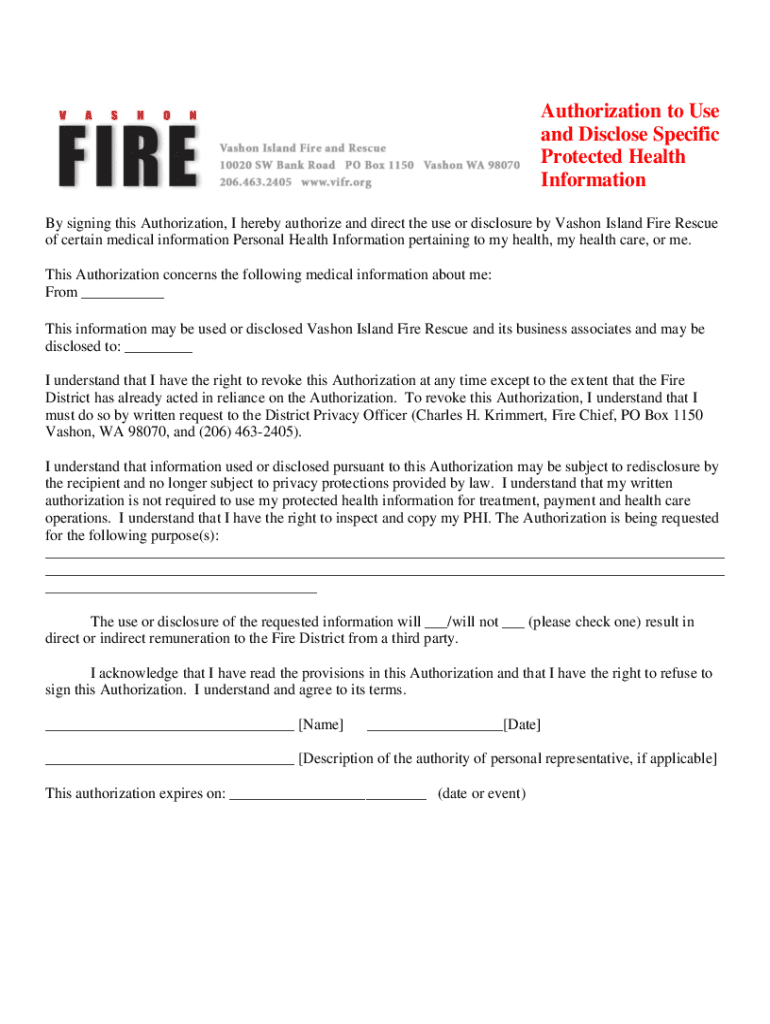 Fillable Online Authorization to Use and Disclose Specific Protected Health ... Fax Email Print ...