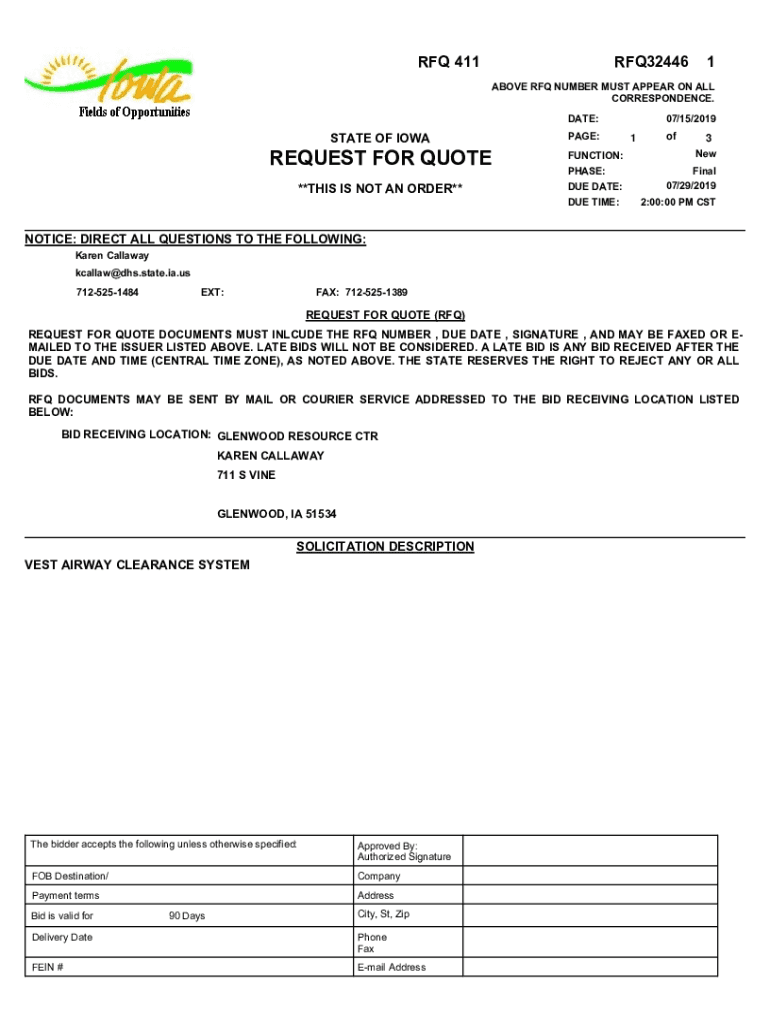 Fillable Online Fillable Online REQUEST FOR QUOTE DOCUMENTS MUST ...