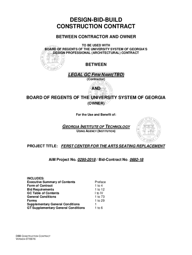 Fillable Online DBB Form of Contract Fax Email Print - pdfFiller