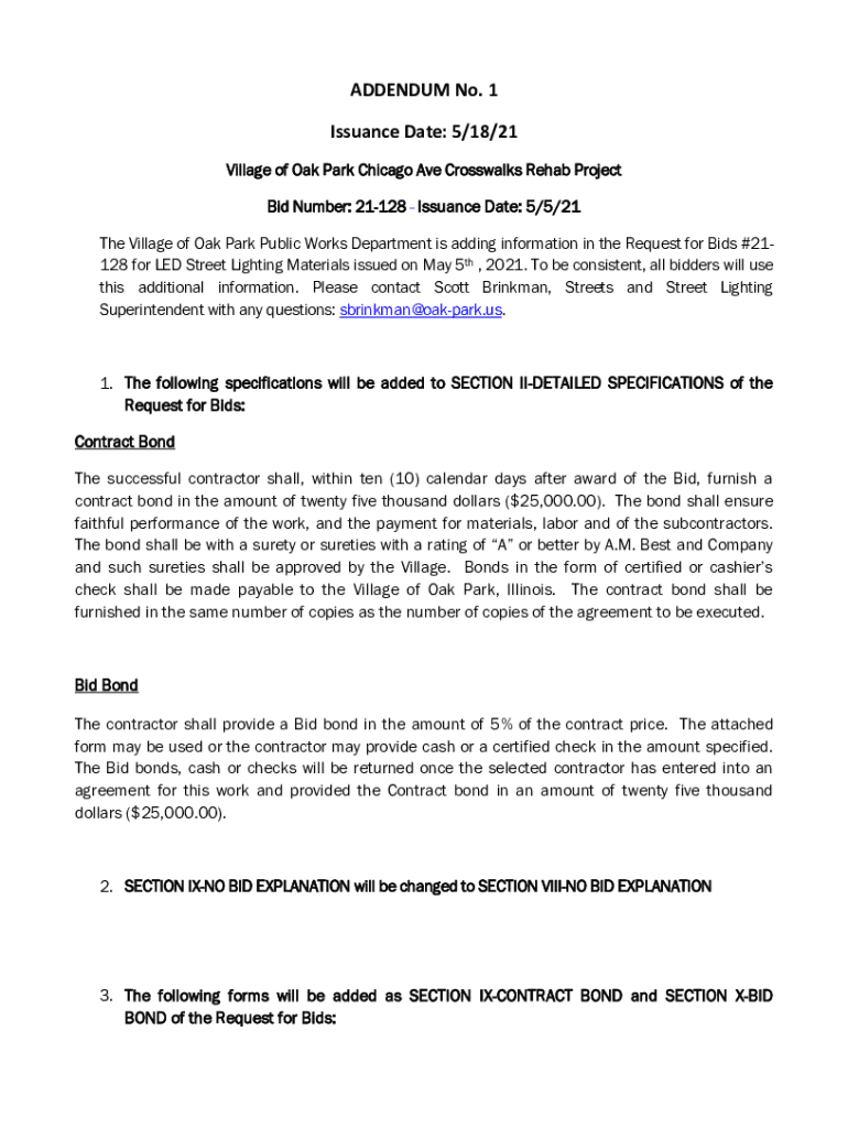 Fillable Online ADDENDUM No. 1 Issuance Date: 5/18/21 - Oak Park, Illinois Fax Email Print ...
