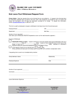 Fillable Online Get the free Sick Leave Pool Acknowledgement Form Fax ...