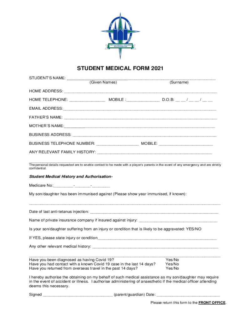 Fillable Online www.tccr.com.au 02 STUDENT-MEDICAL-FORM-2021STUDENT ...