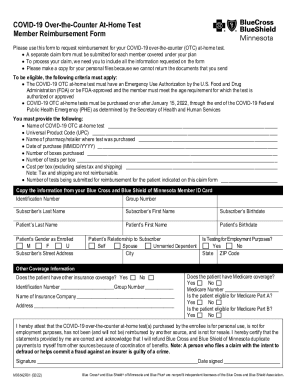 Fillable Online COVID-19 Over-the-Counter (OTC) Test Kit Claim Form ...
