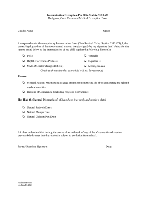 Fillable Online Immunization Exemption Form 521 Fax Email Print - pdfFiller