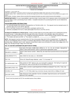 Fillable Online STA Form 17. Visitor Notification/Temporary Security ...