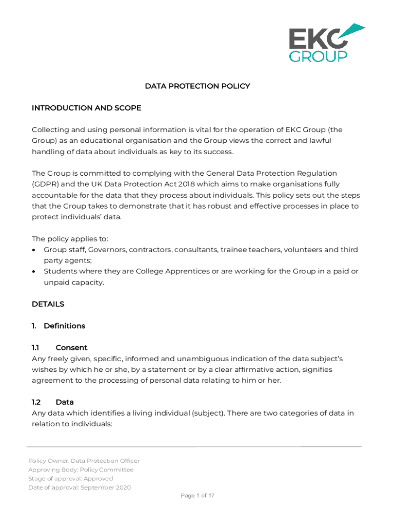 Fillable Online How to Build a GDPR-Compliant Data Protection Policy Fax Email Print - pdfFiller