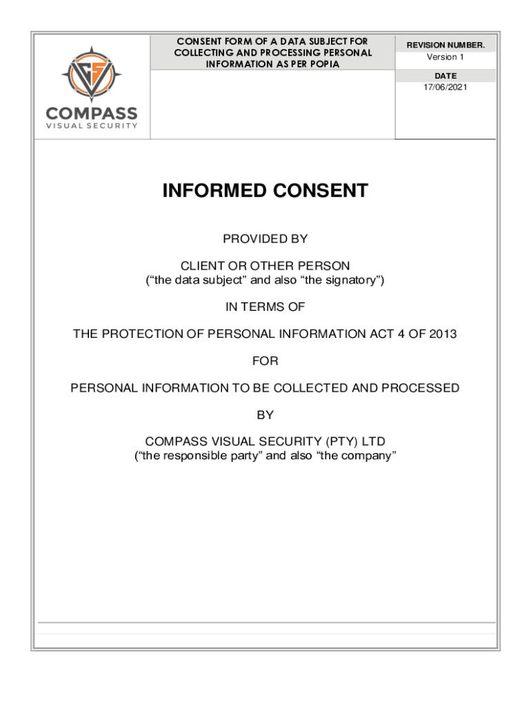 Fillable Online compasssecurity co CONSENT TO COLLECTION AND PROCESSING ...