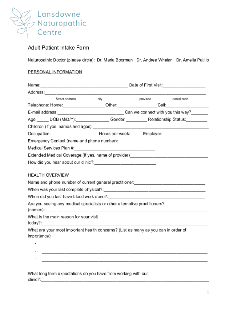 Fillable Online cocodoc.comform451881636-Naturopathic-AdultNaturopathic ...