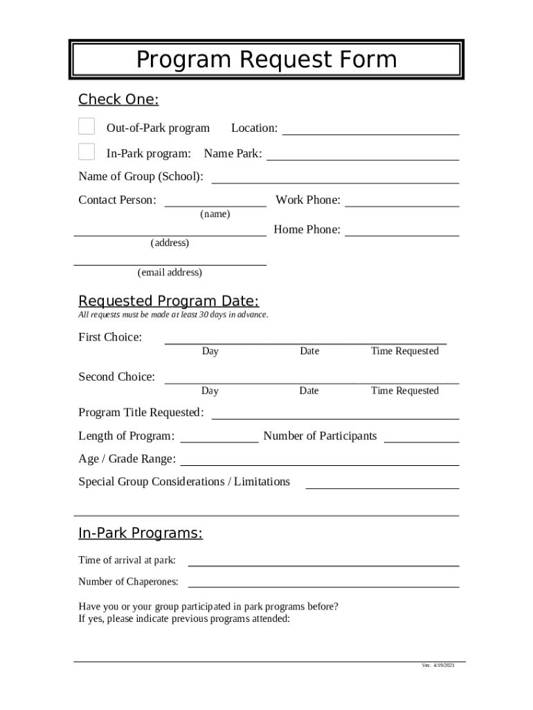 Program request Doc Template | pdfFiller