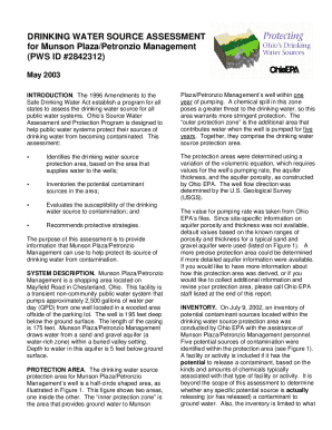 Fillable Online wwwapp epa ohio DRINKING WATER SOURCE ASSESSMENT for ...