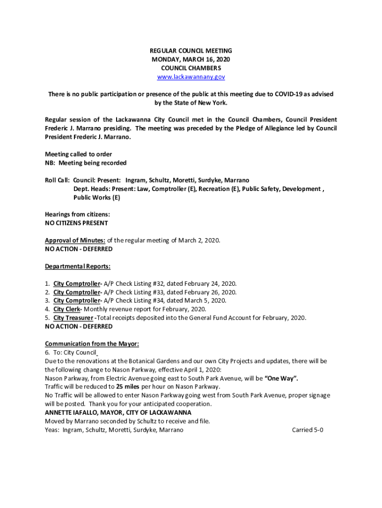 Fillable Online ANNETTE IAFALLO, MAYOR, CITY OF LACKAWANNA Fax Email ...