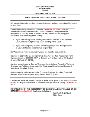 Fillable Online Page 1 of 5 All cases in this docket are listed in ...