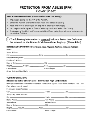 Fillable Online PROTECTION FROM ABUSE (PFA) Cover Sheet Fax Email Print ...