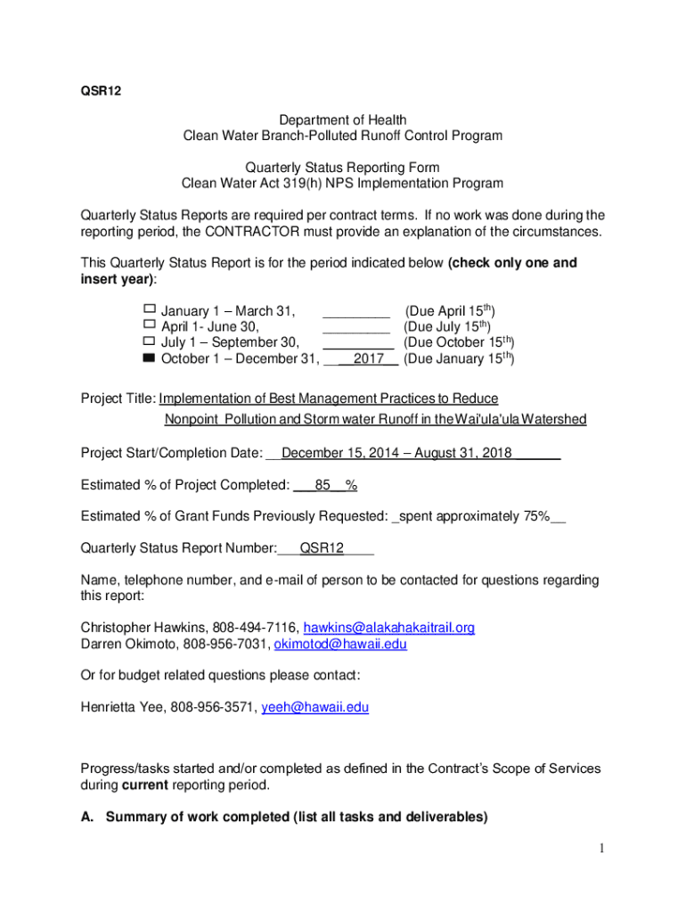 Fillable Online eha-cloud doh hawaii 1 Department of Health Clean Water ...