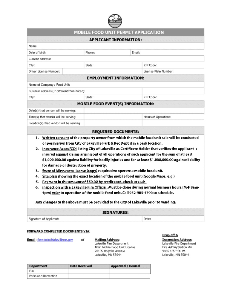 Fillable Online Fill - Free fillable Mobile Food Unit Permit ...