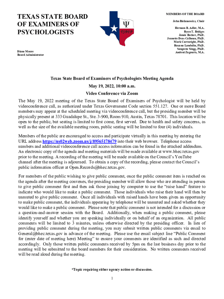 Fillable Online TEXAS STATE BOARD MEMBERS OF THE BOARD OF EXAMINERS OF John Bielamowicz ... Fax ...